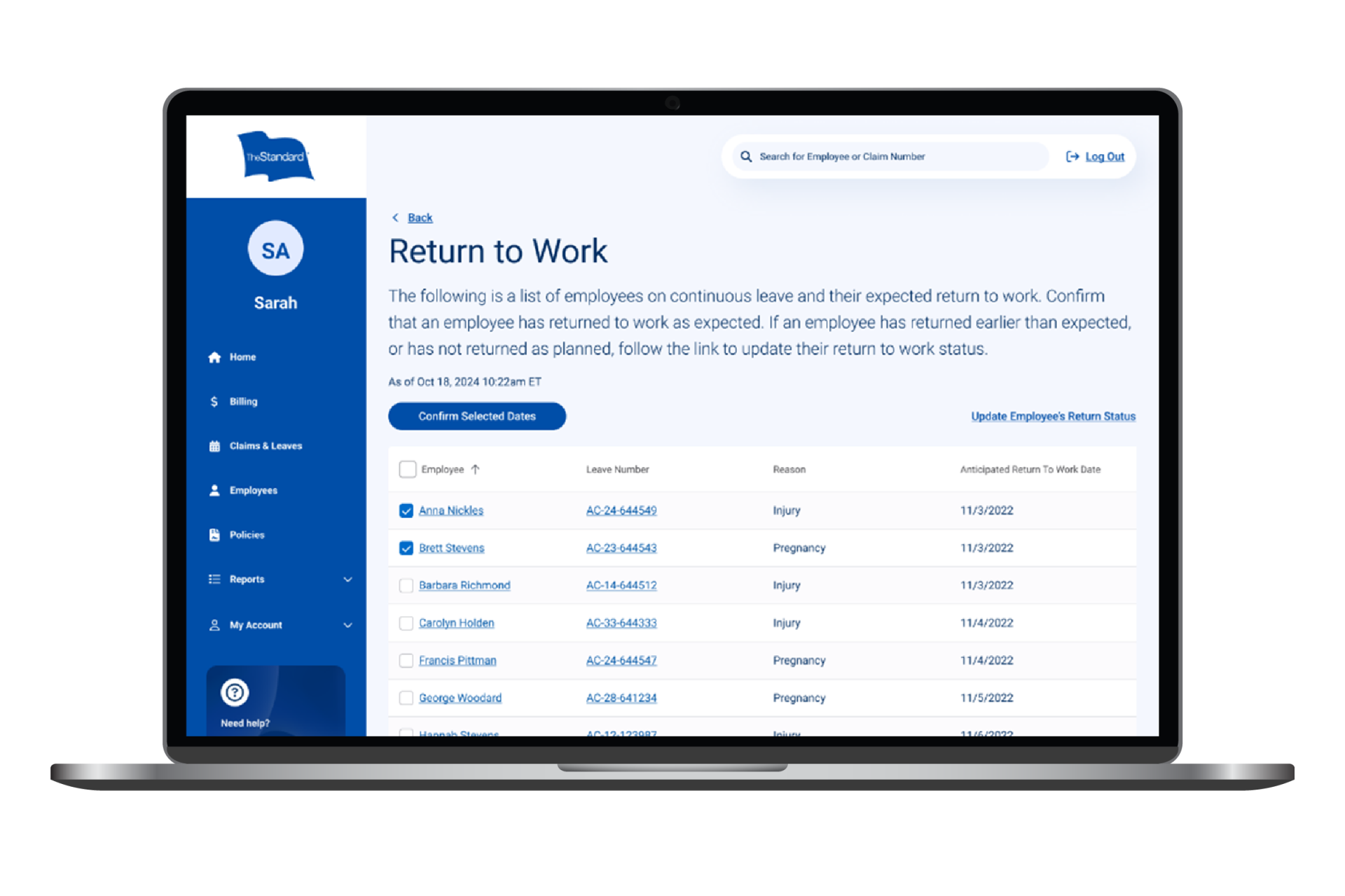 Absence Management Experience | The Standard